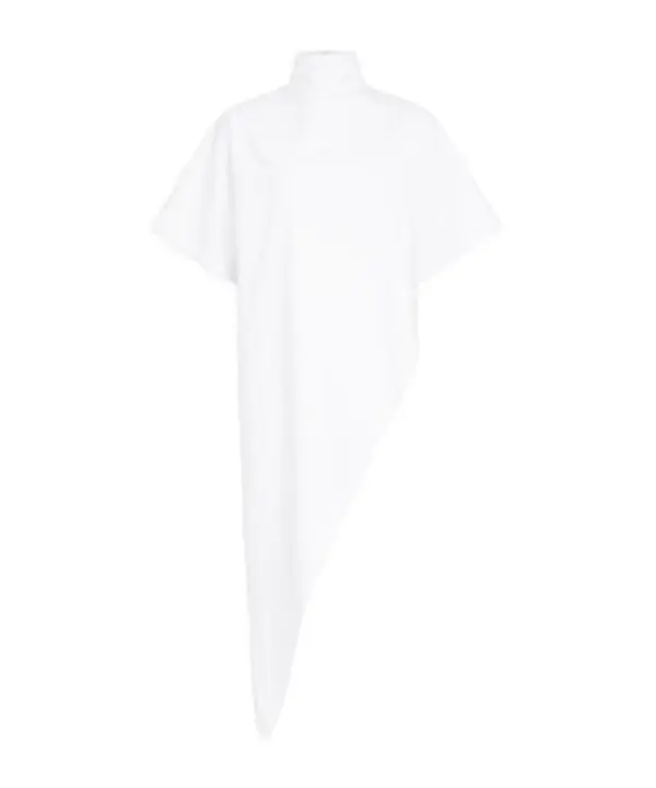 Alaïa High Neck Short Sleeve Asymmetrical Jersey T-shirt - White