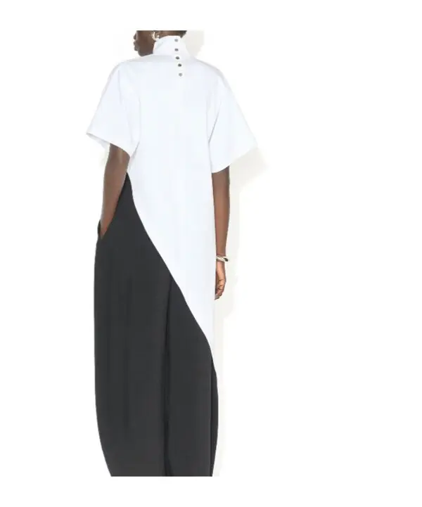 Alaïa High Neck Short Sleeve Asymmetrical Jersey T-shirt - White