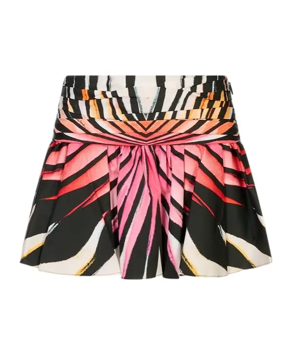 Roberto Cavalli Pleated Midi Skirt With All-over Pattern