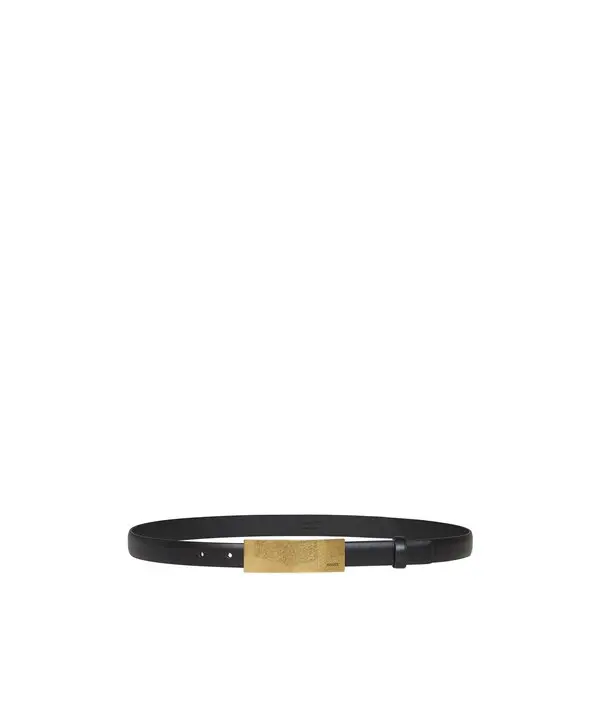 Khaite Logo Engraved Leather Belt - Black