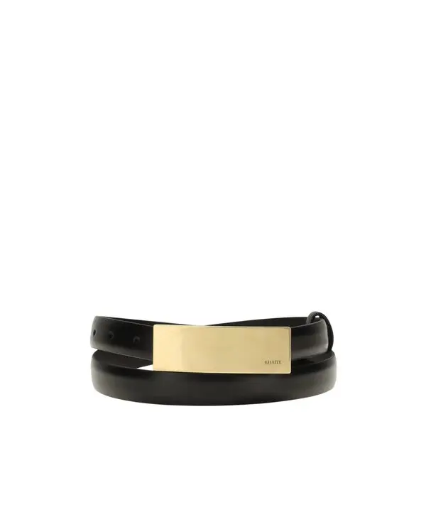 Khaite Logo Engraved Leather Belt - Black