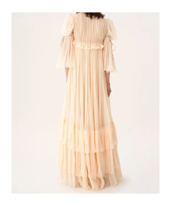 Chloé Oversized Long Ruffled Tulle Dress