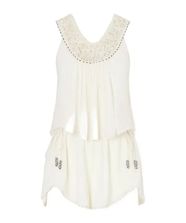 Isabel Marant Étoile Nilany Lace-trimmed Silk-crepe Playsuit - White
