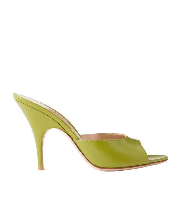 GIANVITO ROSSI Sofia 95 Leather Mules - Green