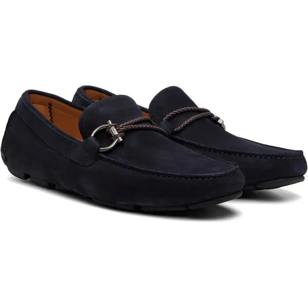 FERRAGAMO Gancini Ornament Driver Loafers - Black