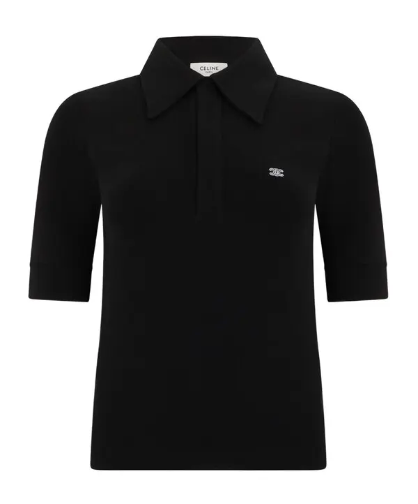 Celine Collared Short-sleeved Polo Shirt - Black/white