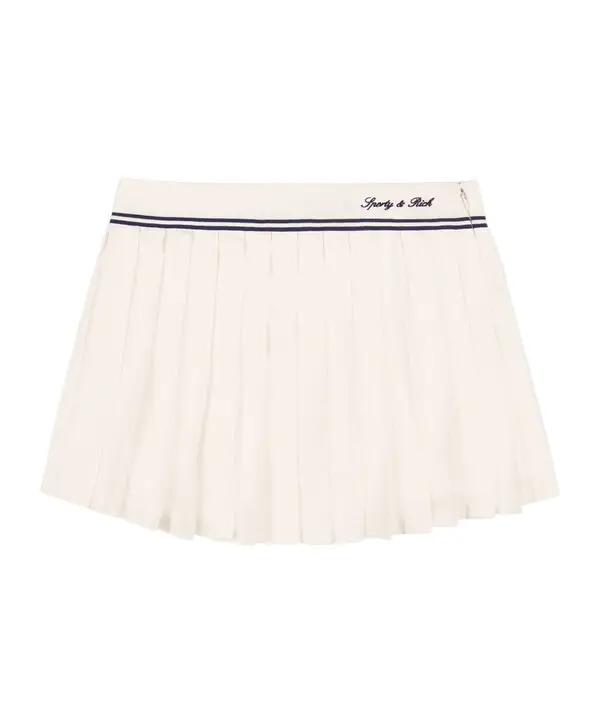 SPORTY  RICH Sporty & Rich Pleated Skirt With Striped Ribbed Waistband
