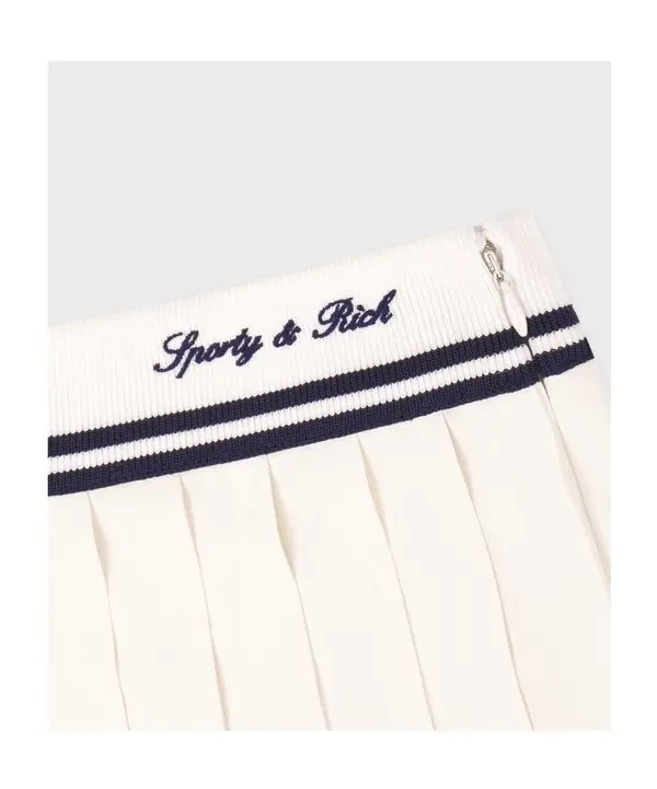 SPORTY  RICH Sporty & Rich Pleated Skirt With Striped Ribbed Waistband