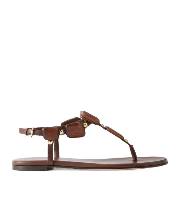 GIANVITO ROSSI Embellished Leather Flat Sandals
