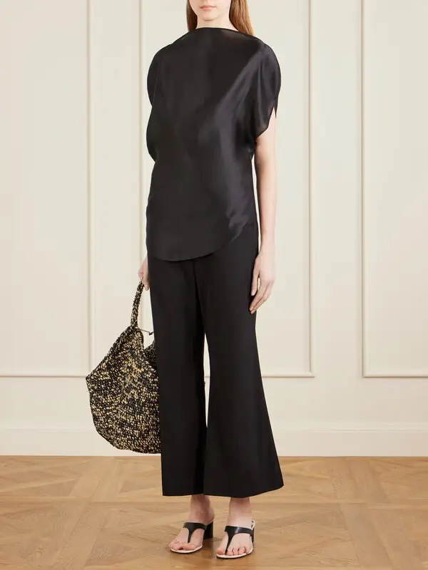 Khaite Poppi Satin Blouse - Black