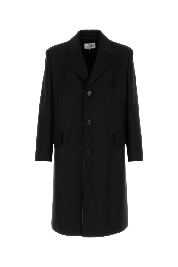 MAISON MARGIELA Single-breasted Felt Coat - Black