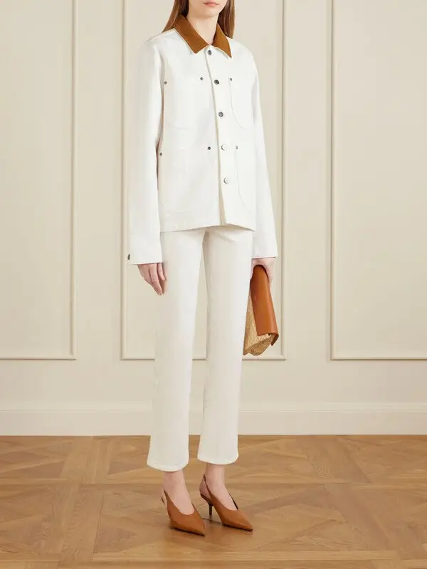Khaite Wyatt Corduroy-trimmed Denim Jacket - White
