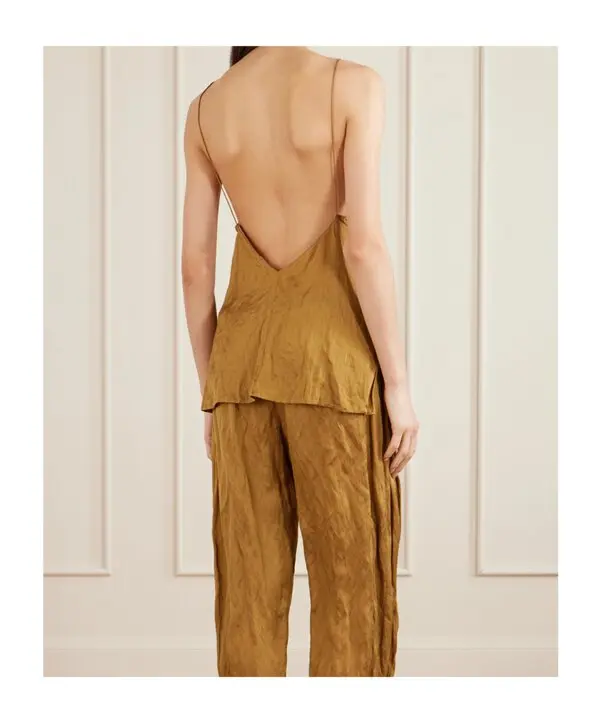 Khaite Timy Crinkled-voile Camisole - Gold