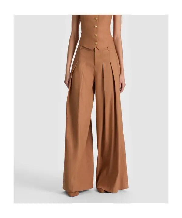 ALICEOLIVIA Alice + Olivia Blair Pleated Linen Trousers