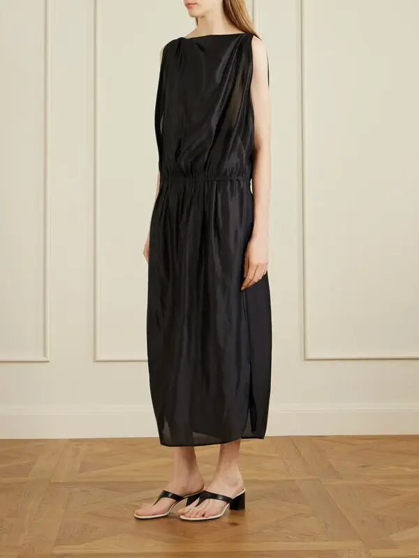 Khaite Tia Satin-twill Midi Dress