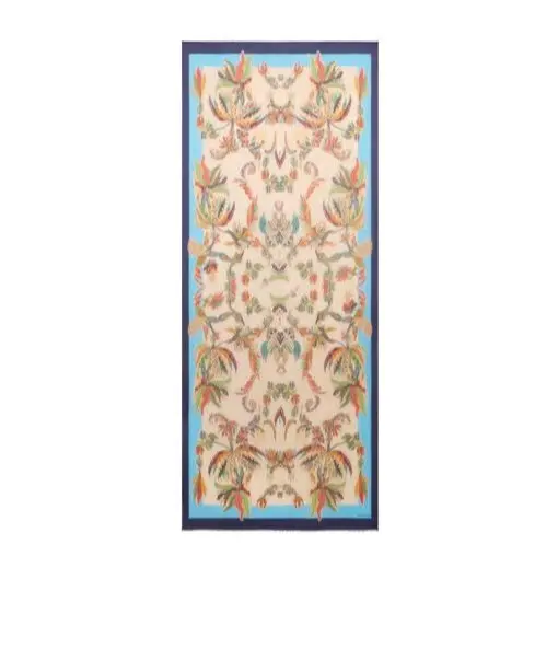 Etro Modal And Cashmere Scarf With Paisley Foliage Motif - Blue