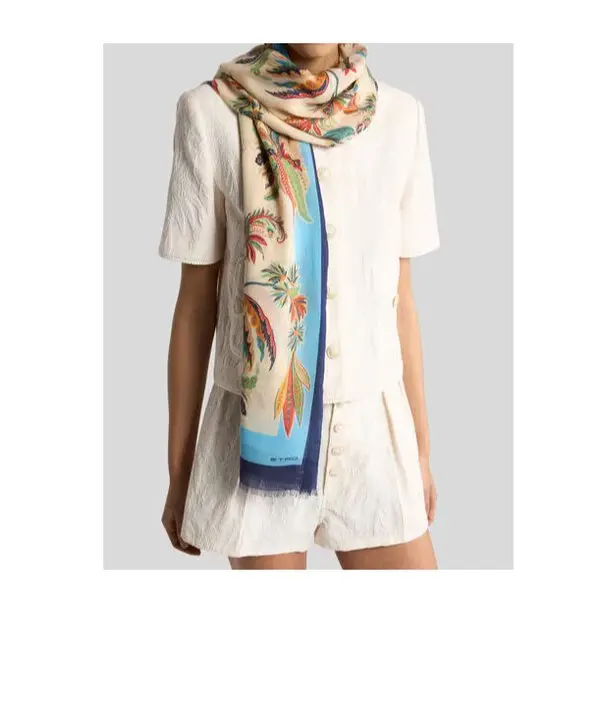 Etro Patterned Frayed-edge Scarf