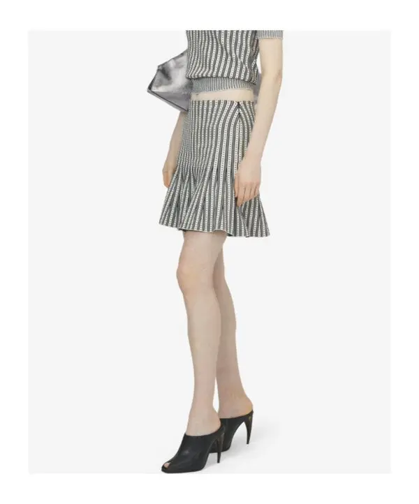 Alexander McQueen Striped Pleated Mini Skirt