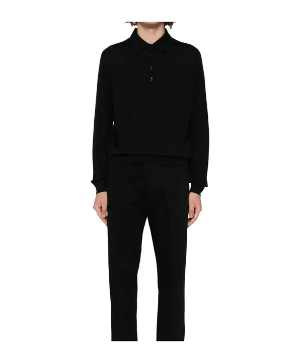 TOM FORD Fine Gauge Long-sleeve Polo Shirt - Black