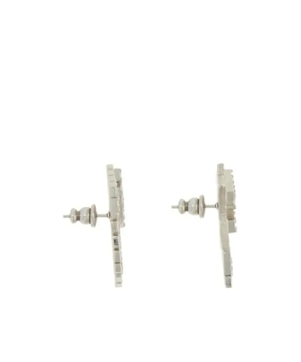 FERRAGAMO Crystal Embellished Deconstructed Gancio Stud Earrings