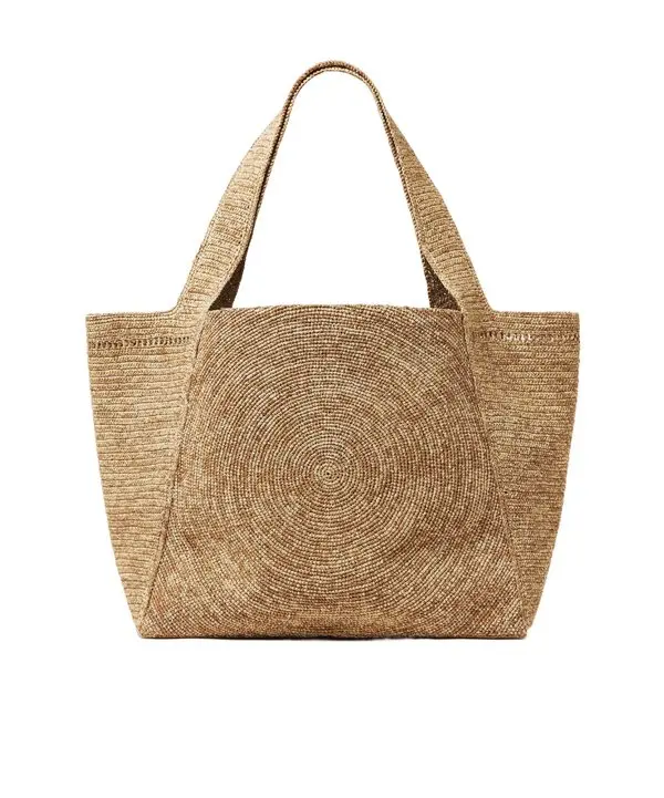 Stella McCartney Logo Embroidered Raffia Tote Bag