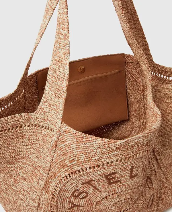 Stella McCartney Logo Embroidered Raffia Tote Bag