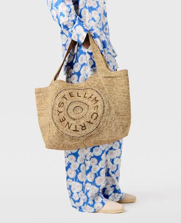 Stella McCartney Logo Embroidered Raffia Tote Bag