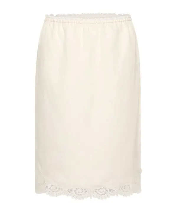 Posse Midi Skirt With Embroidered Lace Trim - Cream