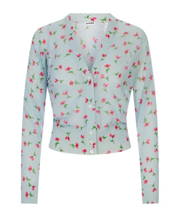 JIL SANDER Floral V-neck Cardigan