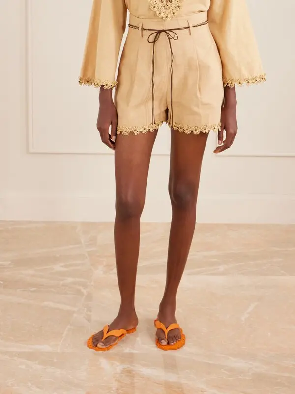 Zimmermann Mahon Flower Pleated Shorts