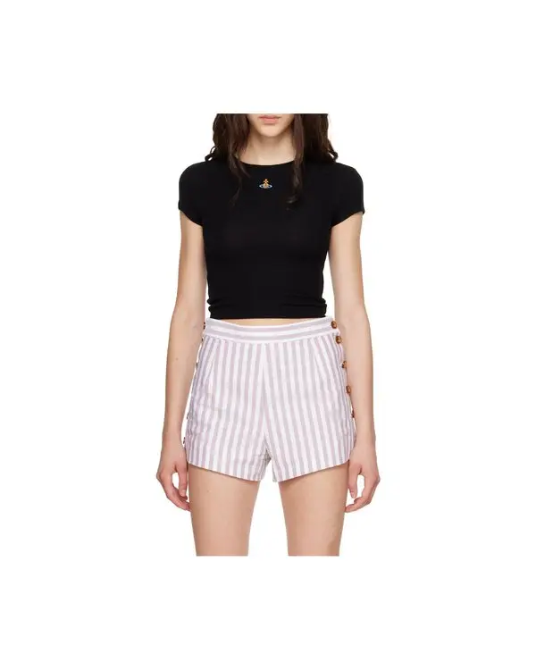 VIVIENNE WESTWOOD Cropped Ribbed T-shirt With Orb Embroidery