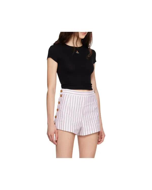 VIVIENNE WESTWOOD Cropped Ribbed T-shirt With Orb Embroidery