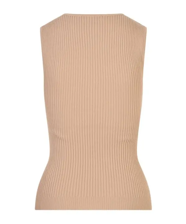 Peserico Sleeveless V-neck Ribbed Knit Top
