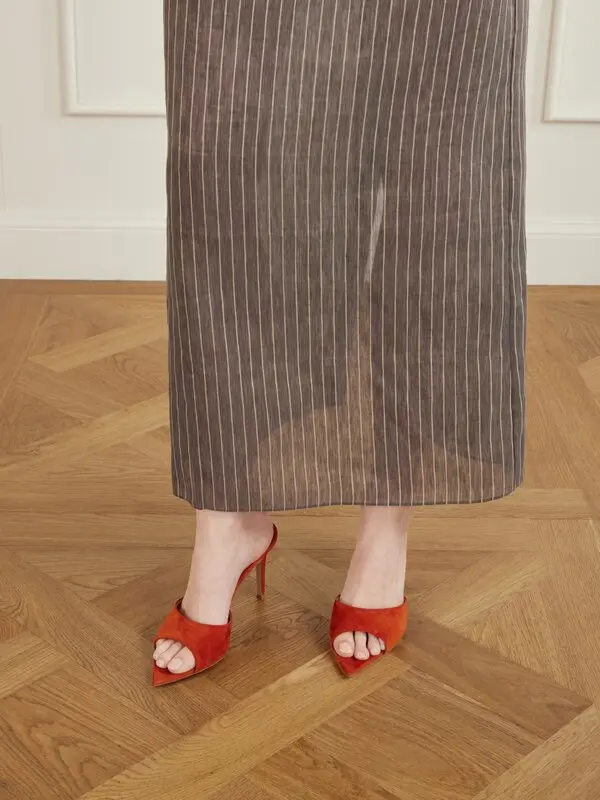 GIANVITO ROSSI Elle 85 Suede Sandals - Red