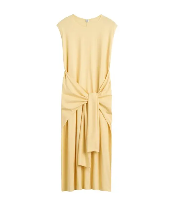 TOTEME Sleeveless Knot Detail Midi Dress - Cream
