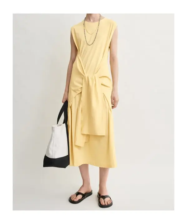 TOTEME Sleeveless Knot Detail Midi Dress - Cream