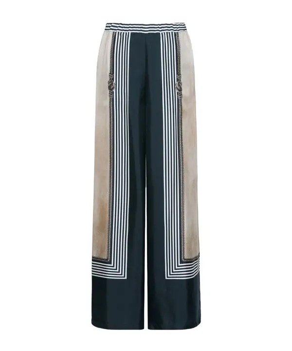 Max Mara Wide Leg Casual Pants - Navy Blue