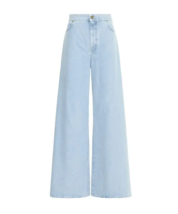 Max Mara Wide Leg Denim Jeans - Light Blue