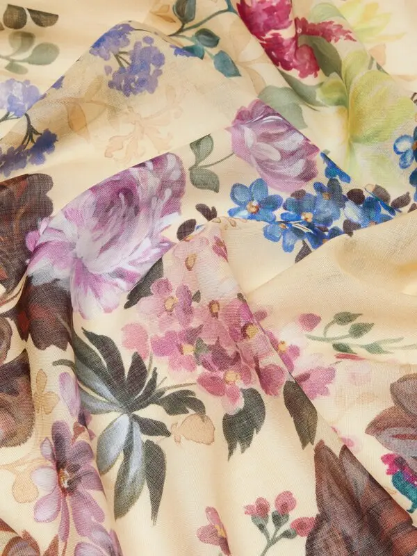 Max Mara Floral-print Frayed Scarf