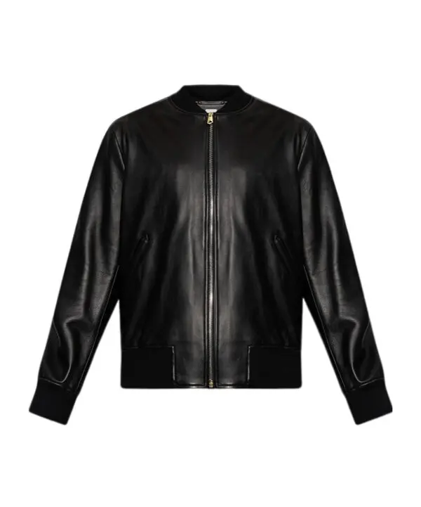 Paul Smith Zipped Leather Bomber Jacket - Black