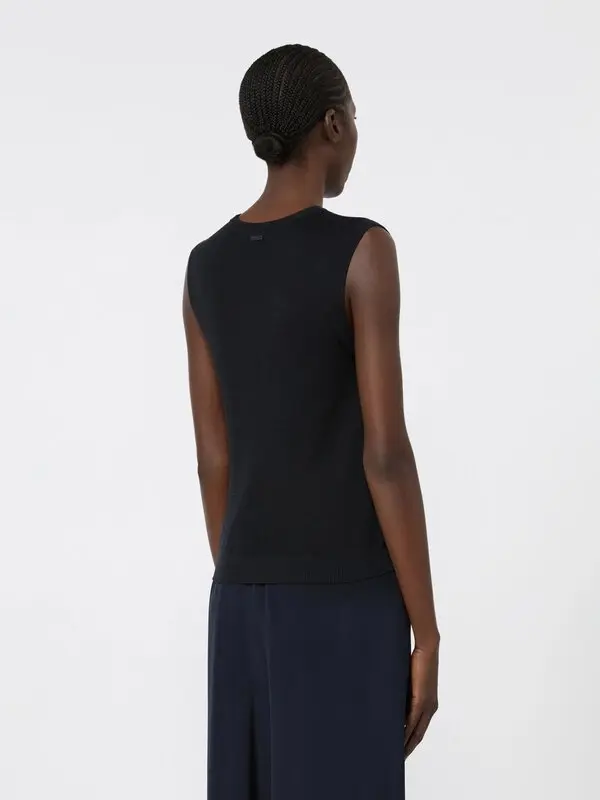 Max Mara Sleeveless Ribbed-knit Silk Sweater - Black