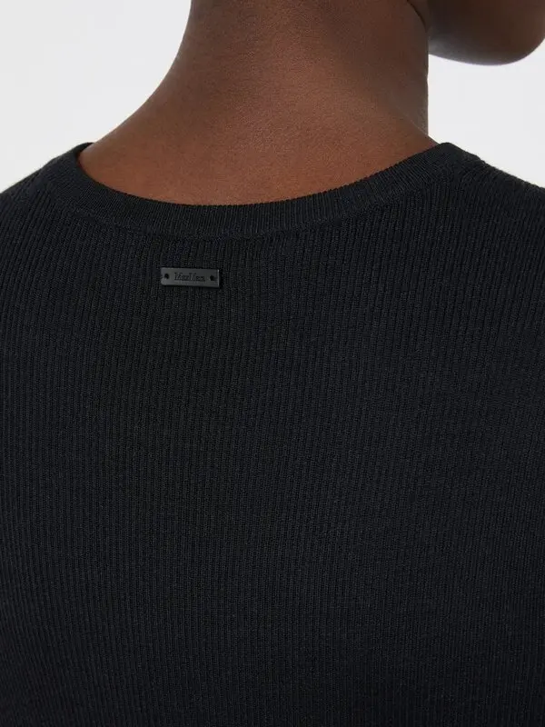Max Mara Sleeveless Ribbed-knit Silk Sweater - Black