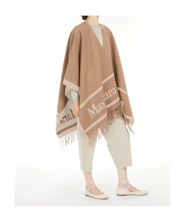 Max Mara Logo-intarsia Fringed Cape