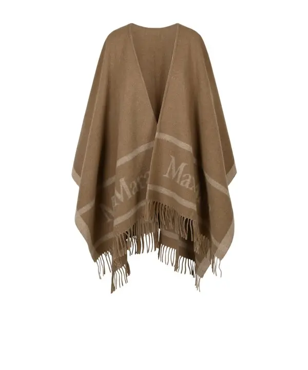 Max Mara Hilde Fringed V-neck Cape - Camel