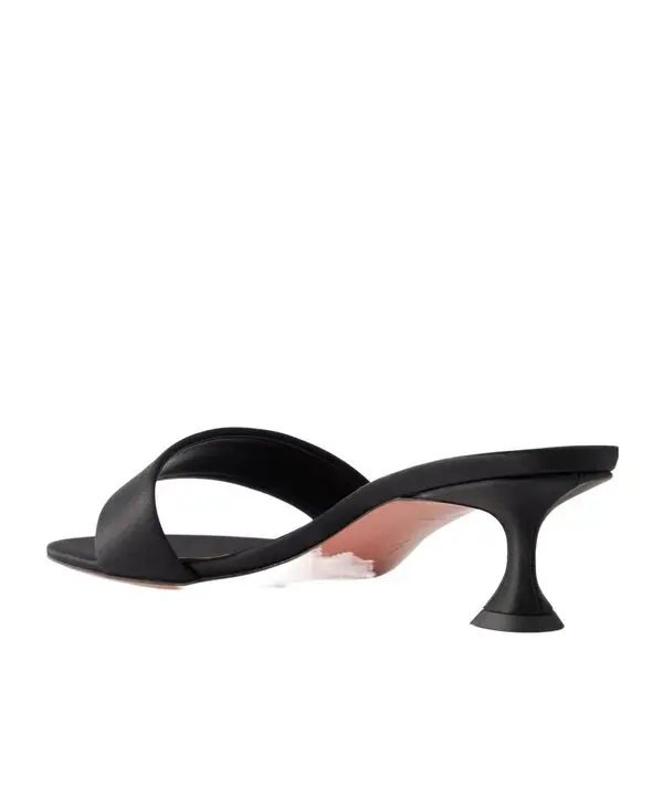 Amina Muaddi Satin Square-toe Kitten-heel Mules