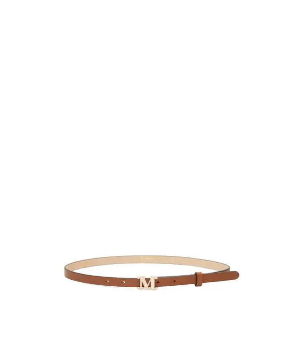 Max Mara Leather Monogram Belt - Amber Brown