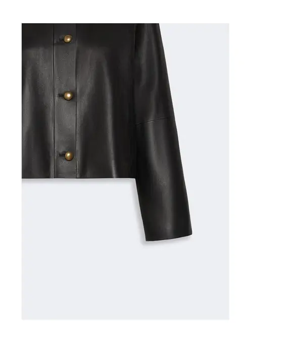 Max Mara Long-sleeved Leather Jacket With Button Closure - Black