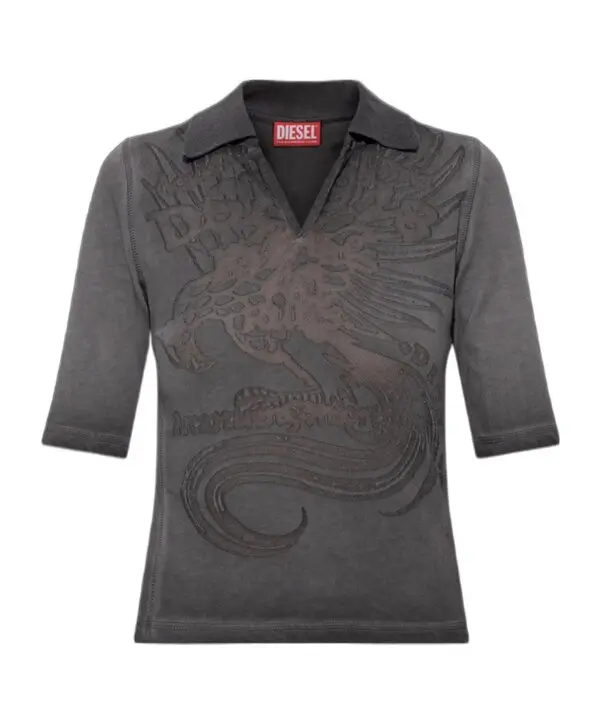 DIESEL® Graphic Polo Top - Grey