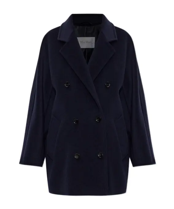 Max Mara Double Breasted Coat - Navy Blue