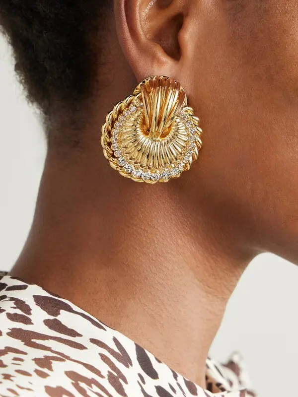 Alessandra Rich Crystal-embellished Shell Clip Earrings